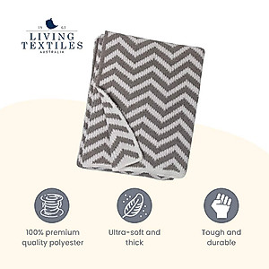 Living Textiles Chevron Chenille Soft Baby Blanket PREMIUM Cozy Fabric for BEST COMFORT - For Infant,Toddler,Newborn,Nursery,Boy,Girl,Unisex,Throw,Crib,Stroller,Gift, Grey Chevron 40x30