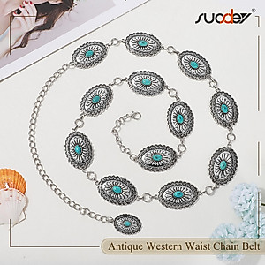 SUOSDEY Women Metal Waist Chain Belt Concho Western Cowgirls Country Belt for Jeans Dress
