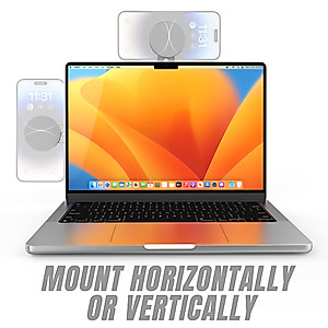 ICONIT Magnetic Laptop Mount, Slim Portable Magnetic Phone Holder Swivels 180 for Laptops and Monitors, Fits iPhone 14/13/12 Plus and Max, Gray