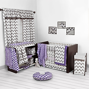 Bacati - Ikat Muslin 2 Pc Security Blankets (Grey/Purple)