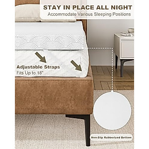 Zenzy 4" Full Extra Long Firm Memory Foam Mattress Topper, [Removable] [Washable] Cover and [Adjustable] Straps, CertiPUR-US Certified Firm Mattress Topper Full XL for Pain Relief- Dark Gray