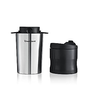 ChefGiant Portable Coffee maker | Single Serve Electric Burr Coffee Grinder and Pour Over Maker | Rechargeable with Stainless Steel Insulated Mug | Great For Travel