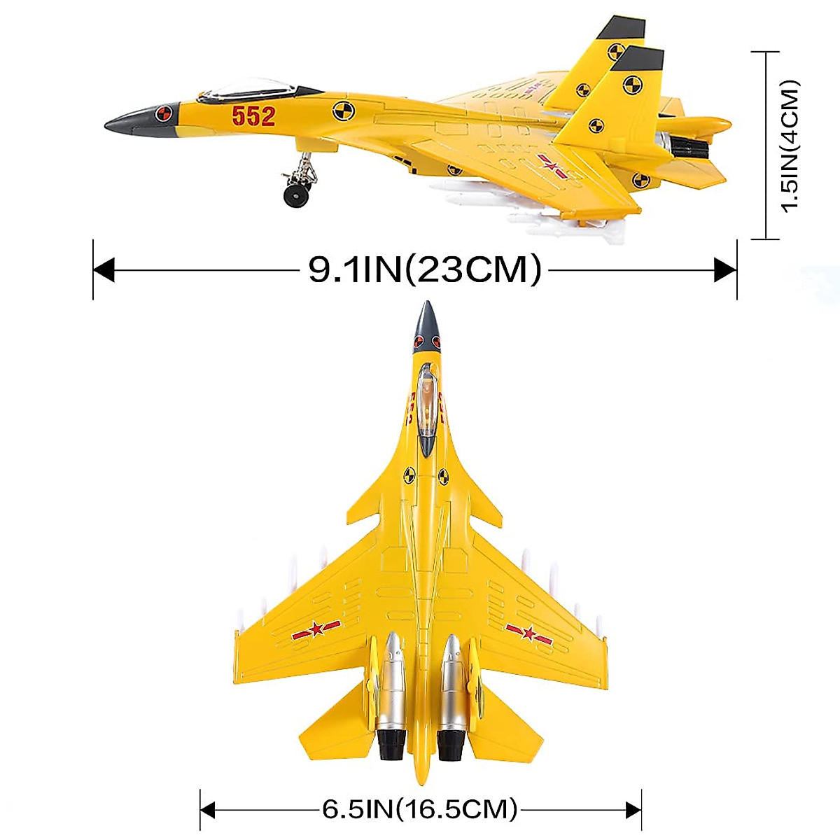 Taktik Alloy Planes Pull Back Airplane Aircraft Model Toys with Stealth Bombers and Fighter Planes Diecast Fighter Jets Gifts for Kids,Boys and Adults(Yellow)