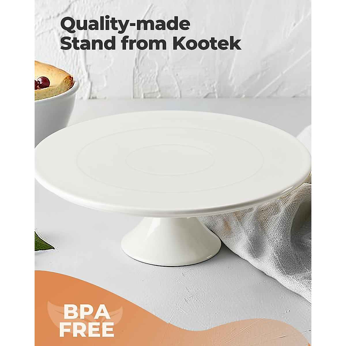 Kootek White Cake Stand, 12 x 12 Inches Porcelain Cake Plate Cake Pedestal Stand Display Dessert Stand for Party, Wedding, Birthday, Baby Shower