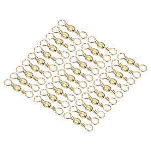 PATIKIL Fishing Barrel Swivel, 100Pcs 33lb Carbon Steel Solid Ring Terminal Tackle, Golden
