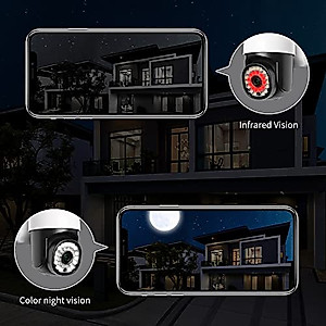 Security Camera Outdoor 2 Pack, 2.4G/5G WiFi 360° PTZ Security Cameras Outdoor for Home Security,Night Vision, Human PIR Detection, 2 Way Audio,IP65, Free Cloud Storage