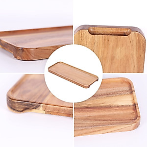 Solid Acacia Wood Serving Trays and Platters (14 x 5.5 in) Rectangular Wooden Serving Platters,Wood Boards for Food, Vegetables, Fruit, Charcuterie, Appetizer Serving Tray, Cheese Board (3 pcs)