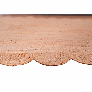 Scallop Pattern Jute Bohemian Area Rug (Natural, 2' x 3')