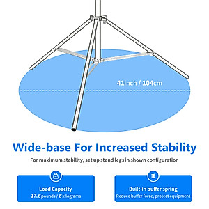 Neewer 118"/3m Stainless Steel Light Stand, Spring Cushioned Heavy Duty Photography Tripod Stand with 1/4” to 3/8” Universal Screw Adapter for Strobe, LED Video Light, Ring Light, Monolight, Softbox