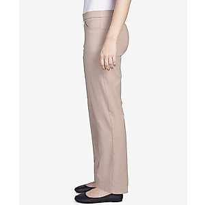 Alfred Dunner Womens Petite Classic Allure Fit Proportioned Pant with Elastic Comfort Waistband, Tan, 8P