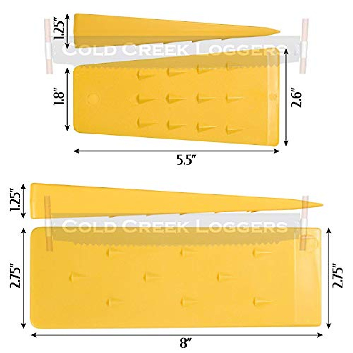 Cold Creek Loggers Felling Wedges, Tree Felling Wedges for Tree Cutting, Logging Wedge Set for Chain Saw, 5.5" (2-Pack) and 8" (2-Pack)