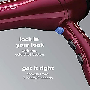 INFINITIPRO BY CONAIR Hair Dryer, 1875W Salon Performance AC Motor Hair Dryer, Conair Blow Dryer, Burgundy