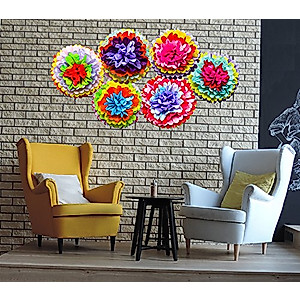 Cinco De Mayo Decorations Fiesta Tissue Pom Paper Flowers - Mexican Carnival Rainbow Theme Party Supplies 16" (Set of 12)