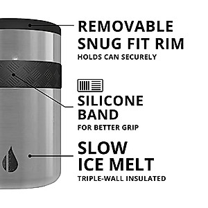 Elemental Insulated Can Cooler, Triple Wall Stainless Steel Can Cooler Insulator - Drink Cooler Cup for 12oz Regular Beer, Soda, Sparkling Water - Brushed Steel