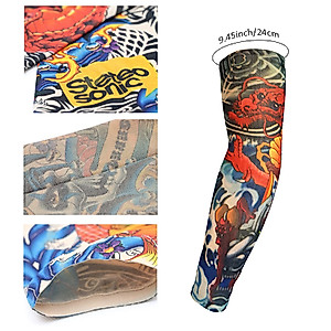 Aresvns Extended Version Tattoo Sleeves Cover for biker 20PCS, Cycling Tattoo Sleeves Sunscreen Sleeves Unisex Stretchable Christmas Gift Cosplay Accessories Sleeves