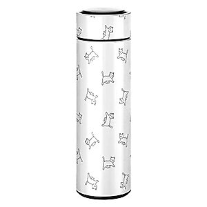 CaTaKu White Cute Cats Water Bottle Insulated 16 oz Stainless Steel Flask Thermos Bottle for Coffee Water Drink Reusable Wide Mouth Vacuum Travel Mug Cup