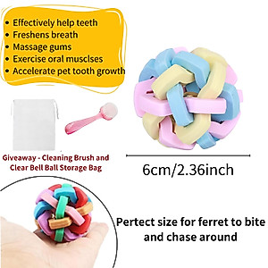 KUNBIUH 3Pcs Ferret Toys Ball Set - Colorful Bouncy Rubber Balls with Built-in Bell Ferret Cat Teeth Grinding Wiggle Ball Interactive Sound Toy Exercise Scratch Chew Toys for Indoor Small Animals