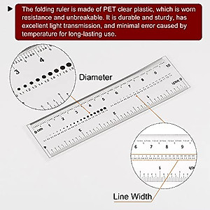 HARFINGTON 2pcs Film Flexible Ruler 4 Inch 0.1mm Scale PET Plastic Folding Straight Ruler Calibration Soft Ruler Measuring Tool for Factory, Transparent