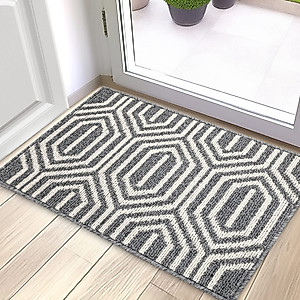 Emerson 2-Pack Indoor Doormats, 32" x 20" – Low Profile Front Door Mats – Welcome Outdoor Entrance Rugs – Machine Washable & Water Absorbent – Home Entryway Mats – Heavy Duty + Non-Slip (Gray)