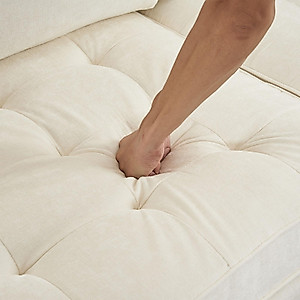 Convertible Sectional Sofa 85.38" L Shaped 3 Seat Couch Heavy Duty Corner Couch Chenille Lounge Couch w/Reversible Chaise & Arm-Pillows,Comfy Upholstery Sofa & Couches for Living Room Apartment,Beige