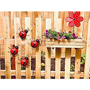 Metal Ladybugs Garden Wall Art Decor Cute Handmade Ladybugs for Christmas Backyard Garden Lawn Porch Outdoor Decoration with Red and Black Spots Easy Hanging Yard Wall Ornament Set of 4