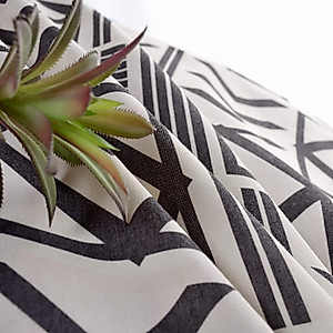 Melodieux Black Geometric Style Room Darkening Grommet Curtains for Living Room Dining Room Bedroom, 52 by 84 Inch, 2 Panels