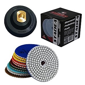 Stadea PPW182E Diamond Polishing Pads 4 Inch Wet Dry Set for Granite Quartz Concrete Marble Stone Countertop Polishing