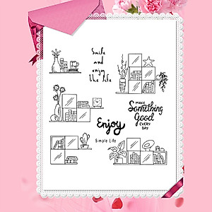 Flower Bookcase Clear Silicone Seal Stamp for Scrapbooking DIY Photo Album Decoration Card Making Embossing Rubber Stamp Clear Stamps for Crafts