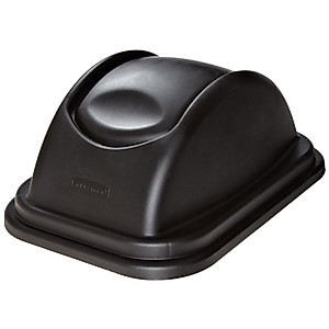 Rubbermaid Commercial Products Swing Top Wastebasket Lid, Compatible with 41QT/10.25G RCP Wastebaskets, Black (FG306700BLA), Lid Only