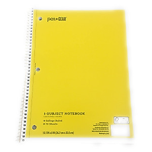 Pen + Gear 1 - Subject Spiral Notebook, College Ruled, 70 Sheets ( Yellow - Blue - Green)