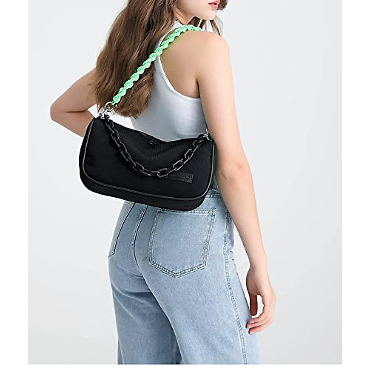 Womens Shoulder Tote HandBag Purse Small Crossbody Bag for Women Girls Fashion Classic Bag Lightweight (Black)