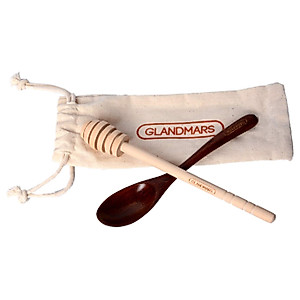 Glandmars Honey Dipper Stick Wooden-Dippers Long Honeycomb Drizzle 6 inch Stirrer Spoon Honey Drizzle stick 3.15x7