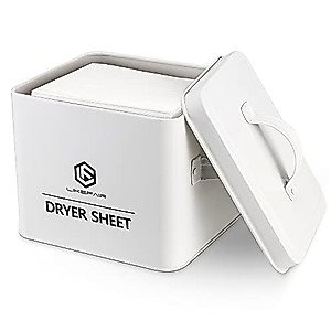 LF Likefair Modern Farmhouse Dryer Sheet Holder for Laundry Room Decor,Laundry Dispenser Container Holder with Lid for Space Saving Laundry Room Organization and Storage,White