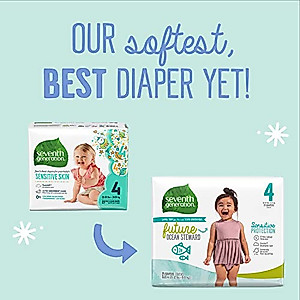 Seventh Generation Baby Diapers, Size 4, 135 Count (Pack of 1)