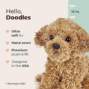 Bearington Caramel Dog 13 Inch Stuffed Dog - Puppy Stuffed Animal - Dog Plush - Goldendoodle Stuffed Animal Labradoodle