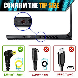 135W Laptop Charger for Acer Nitro 5 AN515-51 AN515-41 AN515-53 AN515-54 AN515-55 AN515-54 AN517-51 AN517-52 AN715-51 A715-52 S40-51 S40-52 ConceptD Series Adapter Power Supply Cord