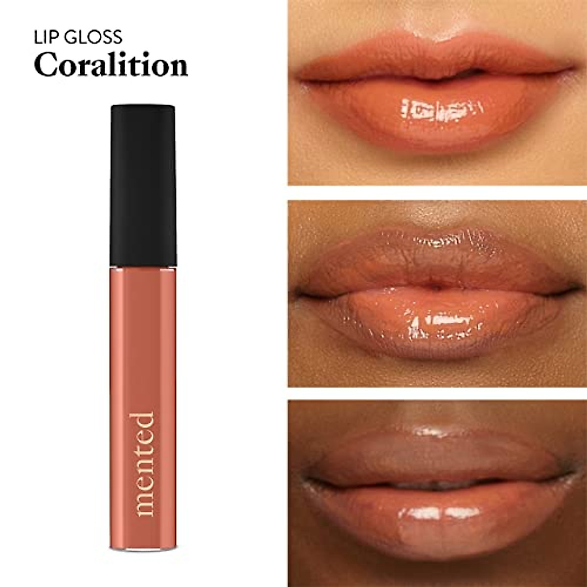 Mented Cosmetics Lip Gloss for Women Tinted Lip Balm Stain, Long Lasting Buildable Moisturizing Lipgloss Lipstick Topper, Made in USA, Cruelty Free Vegan Makeup, Coralition