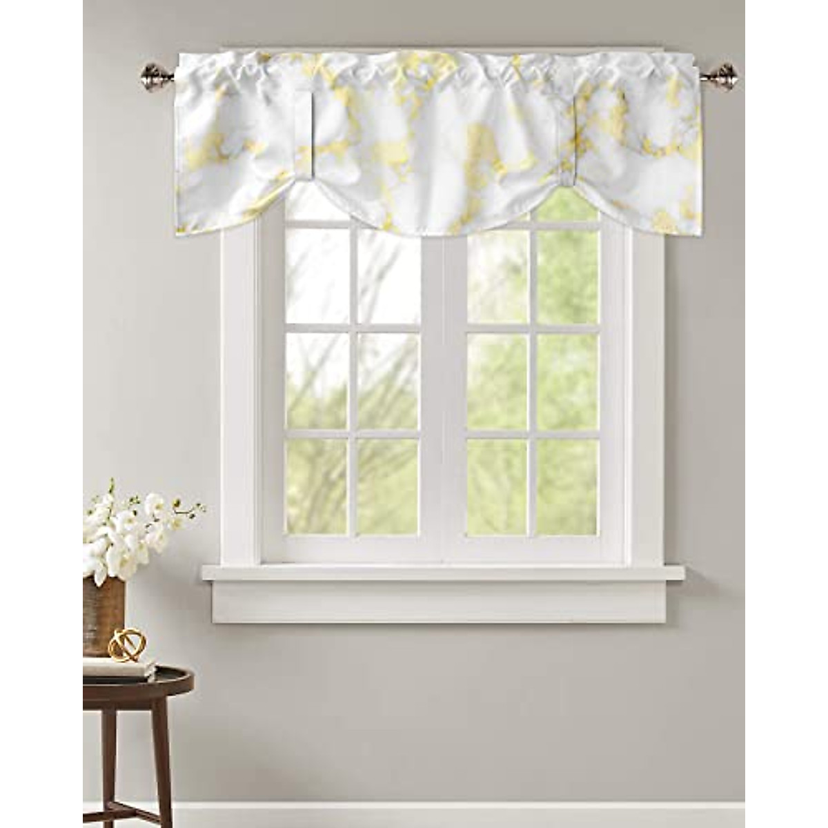 Kitchen Curtains, Marble Abstract Art White Gold Glitter Splatter Valances for Windows, Short Curtains 54x18in Bathroom Curtains Window, Kitchen Window Curtains Over Sink, Valances for Kitchen