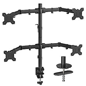 HUANUO Quad Monitor Stand, 4 Monitor Stand for 13-27 inches Computer Screens with Full Articulation, Heavy Duty Monitor Desk Mount Fully Adjustable Holds up to 22LBS per Arm