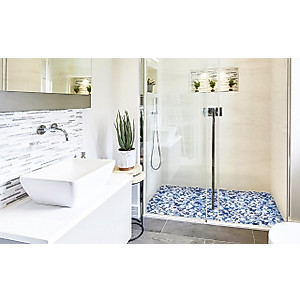 Parrotile Blue Shower Floor Pebbles Tile Bathroom Mosaic Backsplash Wall Tiles (5 sheets)