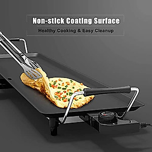 SIMOE 36 inch Electric Griddle Teppanyaki Grill, BBQ Smokeless Grills, 2000W Barbecue Griddles Table Top with Nonstick Surfaces and Adjustable 5 Temperature Setting, Indoor/Outdoor Grill