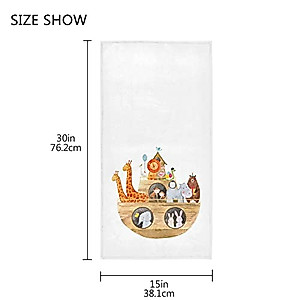 Cute Noah's Ark Animals Hand Towels Giraffe Lion Rabbit Kitchen Towels Washcloths Fingertips Towels Dish Towel for Bathroom Sports Spa Gym Yoga Guests Hotel 30 X 15Inch