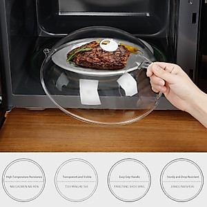 WENWELL Microwave Splatter Cover for Food,Clear Microwave Splash Guard Cooker lid with Handle,Dish bowl Plate Serving Cover Home Kitchen Essential,BPA-Free,Saft Plastic