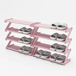 BOOMWAY MAR 2 Packes Mini Shoe Rack, Organize Your Little One's Shoes with This Cute Z-Shaped Kids Shoe Rack!