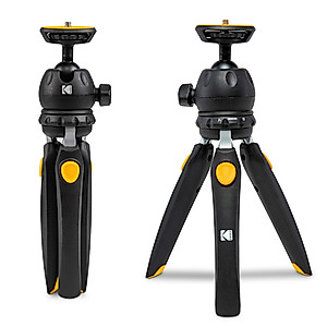 Kodak Mini Tripod for Luma 75, Luma 150, Luma 350 with 360° Ball Head, Adjustable Compact 9” Tabletop Tripod, 5-Position Legs, Rubber Feet, Remote Control, Smartphone & Action Camera Adapters Included