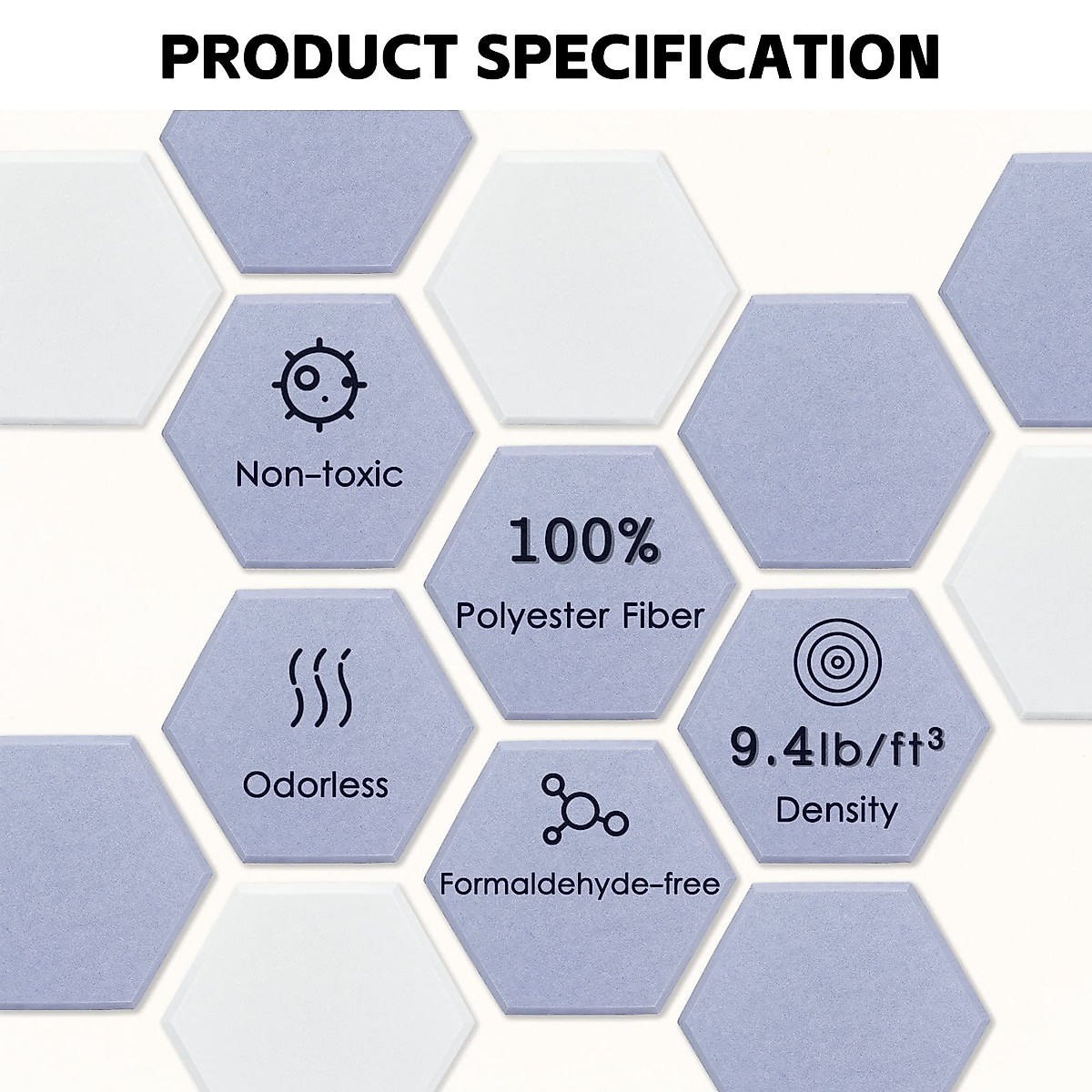 Troystudio Thickened Acoustic Panels Self-adhesive - 12 X 12 X 0.5 Inches 12 Pack Hexagon Sound Absorbing Panel, Recording Studio Acoustical Treatments Soundproof Wall Panels