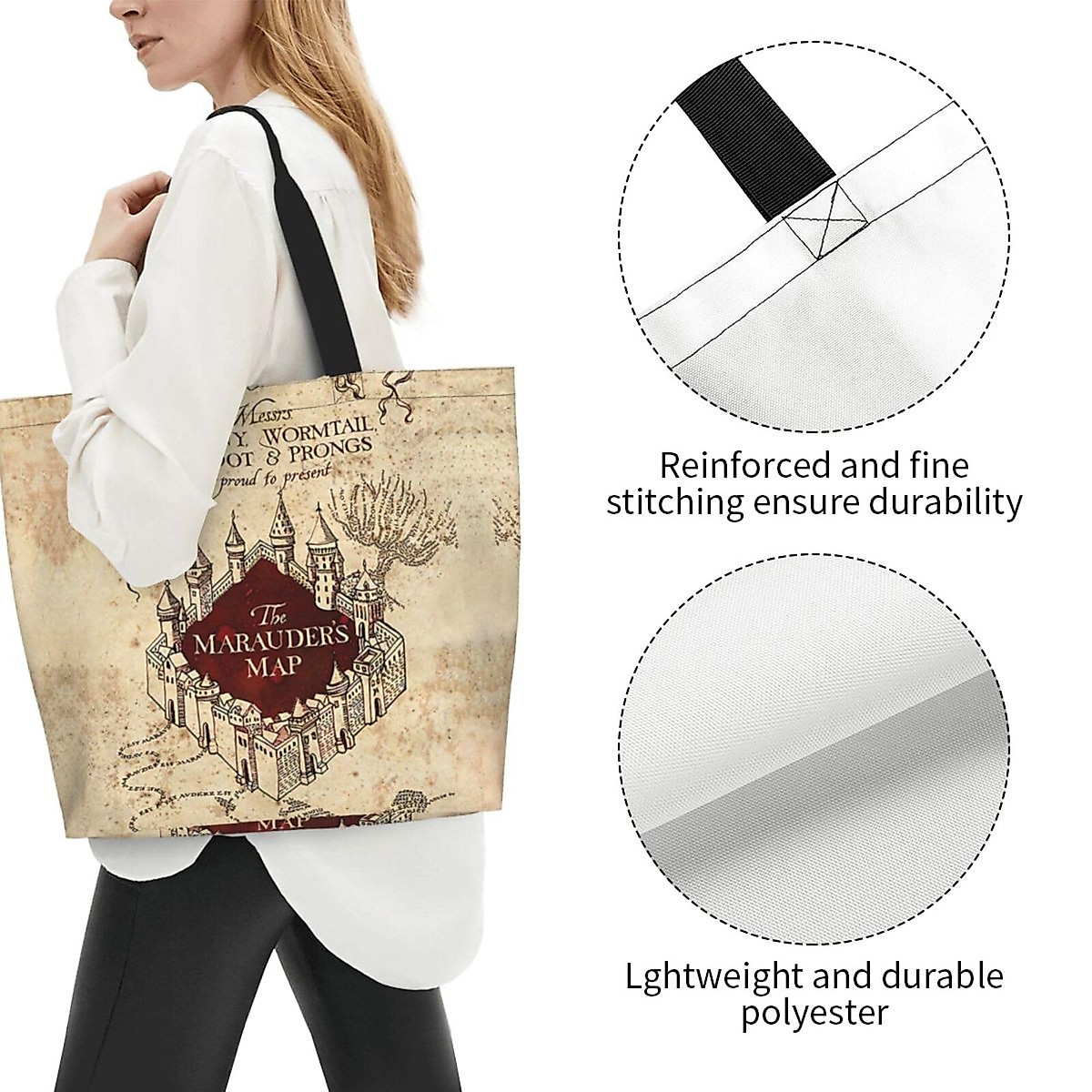 Jenyewer cartoon movie Anime Tote Bag Large Shoulder Bag Casual Reusable Handbag Travel Grocery Shopping Beach Bags