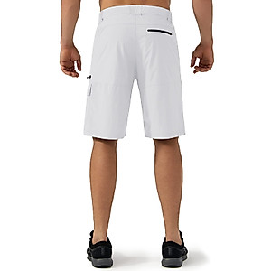 CRYSULLY Mens Summer Outdoor Shorts Lightweight Quick Dry Cargo Casual Hiking Shorts with 5 Zipper Pockets White 34