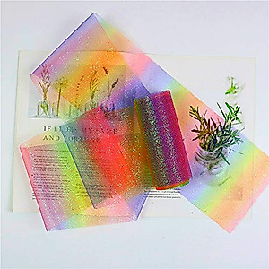 Yuanchuan Rainbow Glitter Tulle Rolls 6 inch x 10 Yards (30 feet) for Table Runner Chair Sash Bow Pet Tutu Skirt Sewing Crafting Fabric Wedding Birthday Ribbon (Rainbow Red)