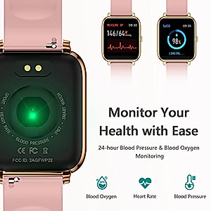 KALINCO Smart Watch, Fitness Tracker with Heart Rate Monitor, Blood Pressure, Blood Oxygen Tracking, 1.4 Inch Touch Screen Smartwatch Fitness Watch for Women Men Compatible with Android iOS